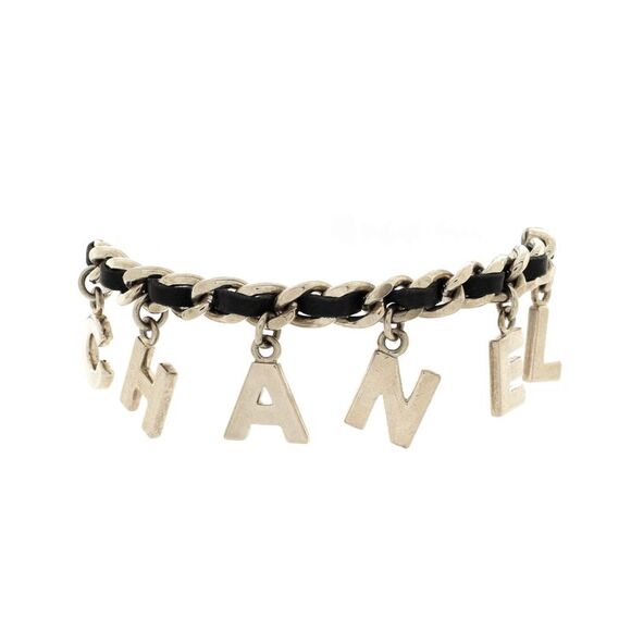 CHANEL | Jewelry | Chanel Logo Letters Charm Interwoven Chain Bracelet ...